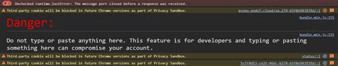 Nodejs Warning Danger Do Not Type Or Paste Anything Here