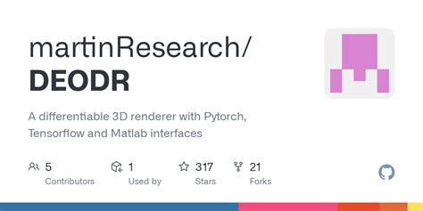 Github Martinresearchdeodr A Differentiable 3d Renderer With Pytorch Tensorflow And Matlab