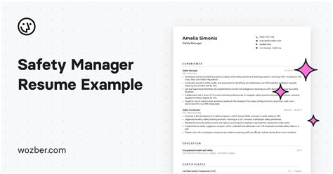 Safety Manager Resume Example