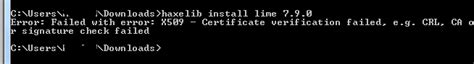 Haxelib Install Lime 790 Error X509 · Issue 552 · Haxefoundation