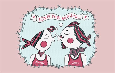 물고기 얼굴과 사랑에 커플 아이 책 T 셔츠 인쇄 포스터 엽서 카드에 대 한 벡터 일러스트 레이 션 발렌타인 데이에 환상적인 캐릭터 2명에 대한 스톡 벡터 아트 및 기타