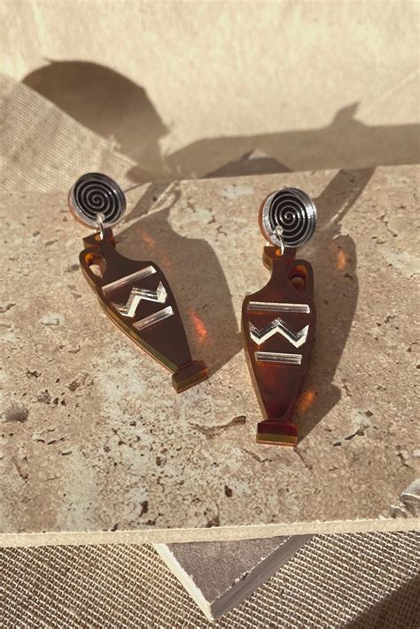 Lekythos Statement Earrings Silver — Platos Fire
