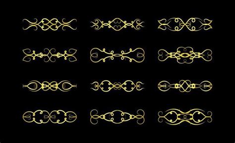 Set Of Fancy Decorative Ornamental Lines Vector Art Icons And
