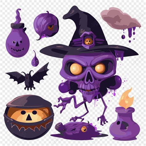 보라색 할로윈 클립 아트 벡터만화 Png 일러스트 무료 다운로드 Lovepik