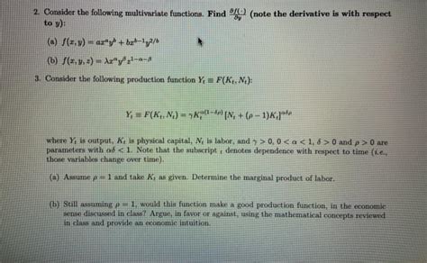 Solved 2 Consider The Following Multivariate Functions