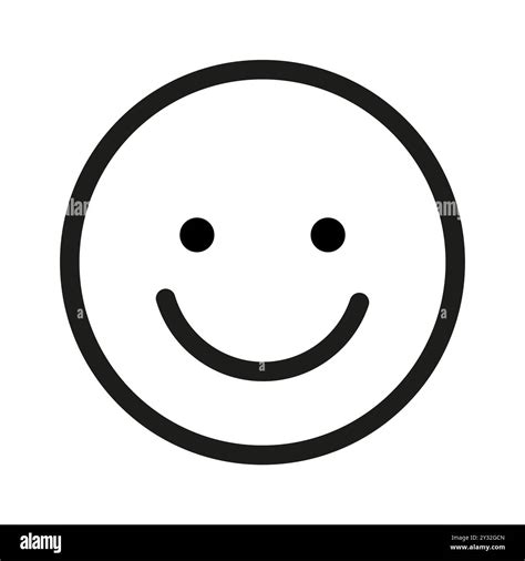 Smiley Face Icon Simple Round Design Black Outline Vector Happy Expression Symbol Stock