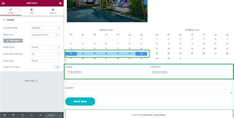how to set date picker configuration for bookings help center