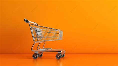 활기찬 오렌지 배경에 파노라마 쇼핑 트롤리의 3d 렌더링 시장 카트 장바구니 트롤리 배경 일러스트 및 사진 무료 다운로드