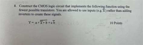 Solved Construct The CMOS Logic Circuit That Implements Chegg