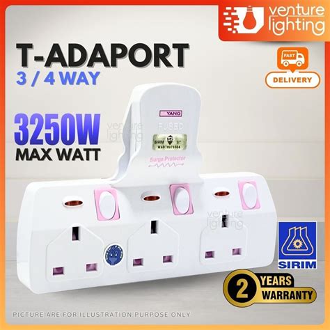 [sirim] T Adaport Trailing Extension Socket Extension Sirim Extension Socket Easy 2 Pin Plug
