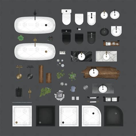 Procreate Illustration And Png Bathroom Set Architectural Drawings