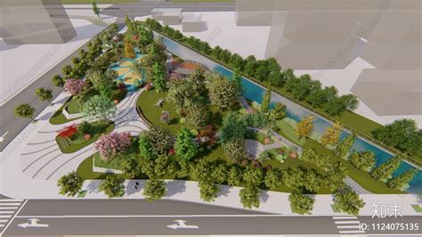现代街头口袋公园su模型下载【id 1124075135】 知末su模型网