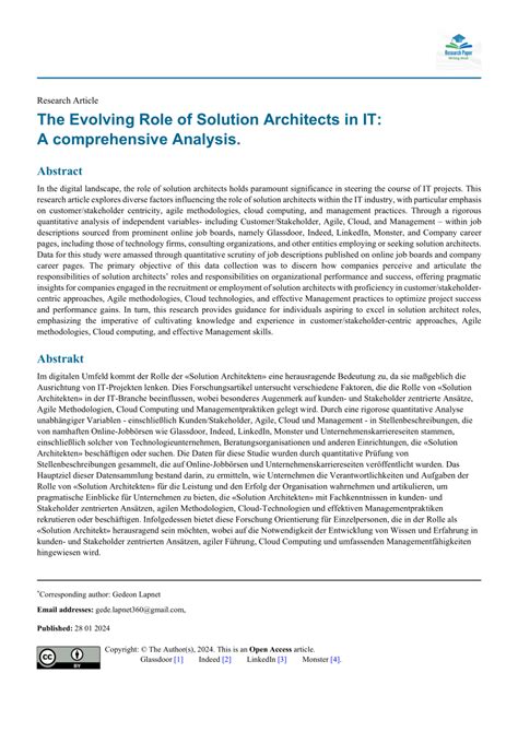 PDF The Evolving Role Of Solution Architects In IT A Comprehensive Analysis