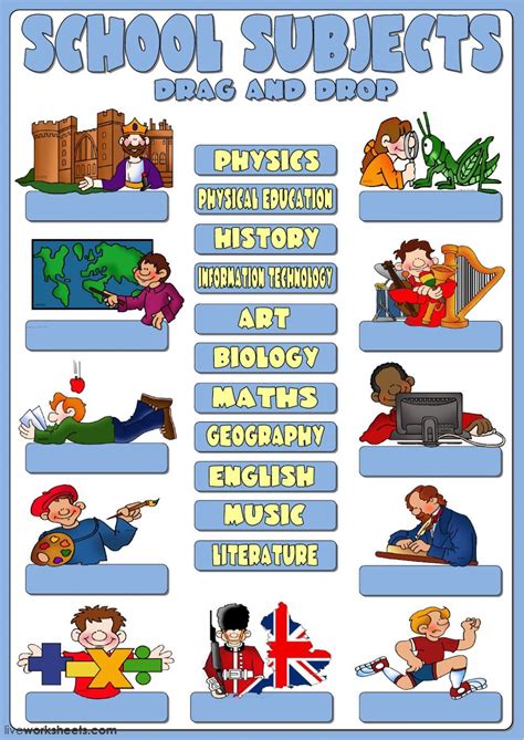 Interactive School Subjects Worksheet