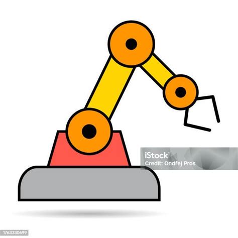 기계 로봇 팔 기계 그림자 아이콘 기술 유압 로봇 손 벡터 그림 공장 산업 건물에 대한 스톡 벡터 아트 및 기타 이미지 공장