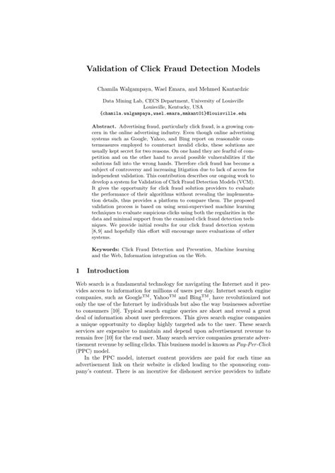 PDF Validation Of Click Fraud Detection Models