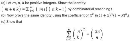 Solved A Let Mnk Be Positive Integers Show The