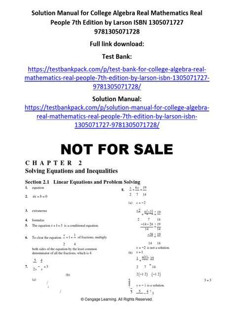 Solution Manual For College Algebra Real Mathematics Real People 7th Edition By Larson Isbn