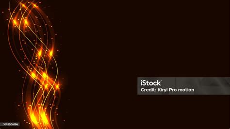 황금과 노란 투명 추상 반짝 마법의 우주 마법의 에너지 라인 섬광 및 도트 레이스와 왼쪽에 어두운 배경에 빛 비 추 벡터 일러스트 레이 션 0명에 대한 스톡 벡터 아트 및