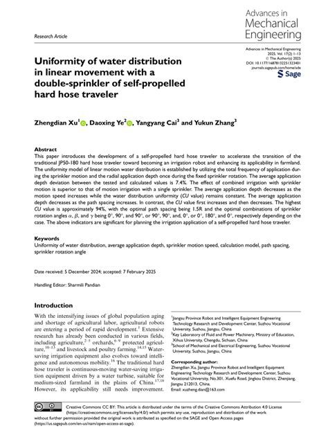 Pdf Uniformity Of Water Distribution In Linear Movement With A Double Sprinkler Of Self