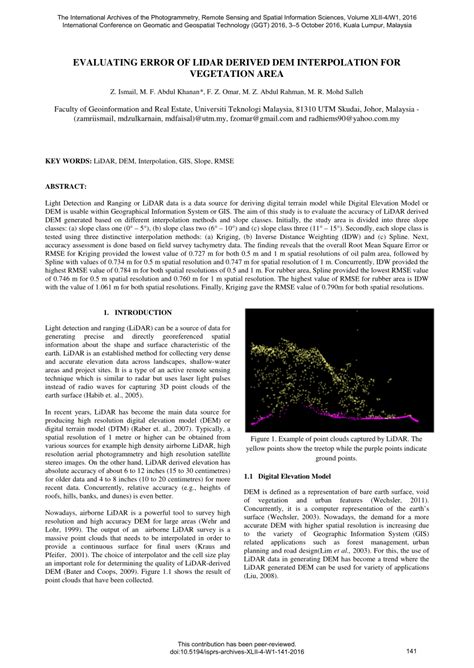 Pdf Evaluating Error Of Lidar Derived Dem Interpolation For Vegetation Area