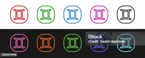 흑백 배경에 격리 된 세트 쌍둥이 조디악 기호 아이콘 점성술별 자리 수집 벡터 0명에 대한 스톡 벡터 아트 및 기타 이미지