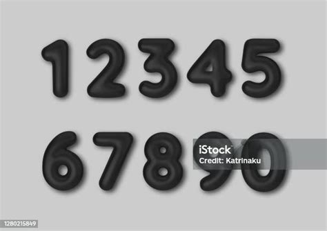 사실적인 3d 글꼴 색상 검정 번호입니다 금속 풍선의 형태로 번호입니다 제품 광고 웹 배너 전단지 인증서 및 엽서용 템플릿입니다 벡터 일루쇼 검은색에 대한 스톡 벡터 아트