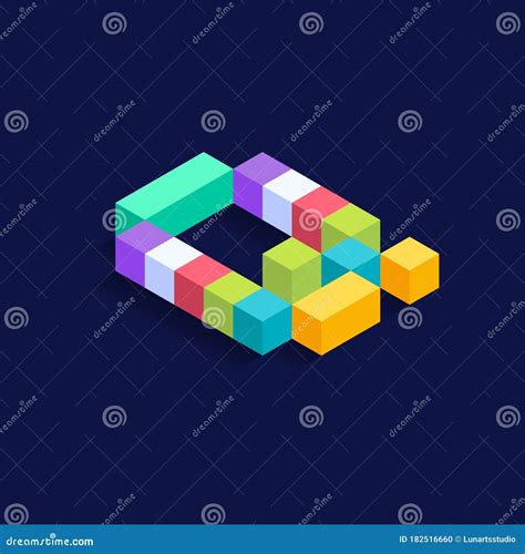 Letter Q Isometric Colorful Cubes 3d Design Three Dimensional Letter