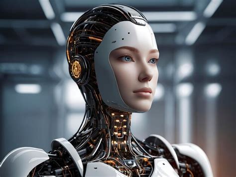Premium Ai Image 3d Rendering Humanoid Robot Working With Future Digital Graphic Interface On