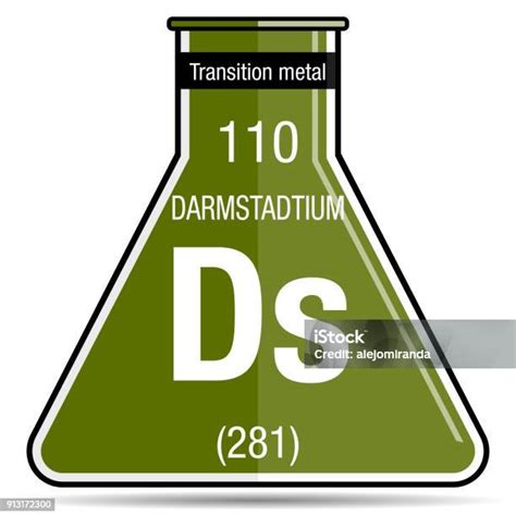다름슈타튬 화학 플라스 크에 기호입니다 요소 번호 110 성분의 주기율표의 0명에 대한 스톡 벡터 아트 및 기타 이미지 0명