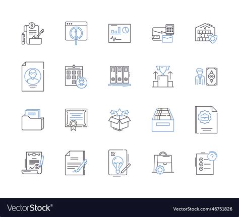 Office Documentation Outline Icons Collection Vector Image