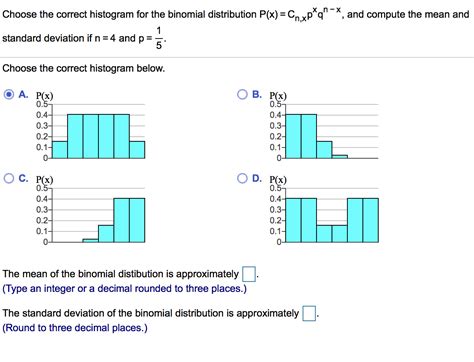 Solved Choose The Correct Histogram For The Binomial Chegg