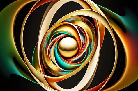 Abstract Model Atom Orbit With Oval Rings Around Center Stock