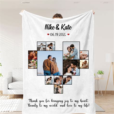 Custom Heart Photo Blanket Heart Love Collage Anniversary T Hicustore
