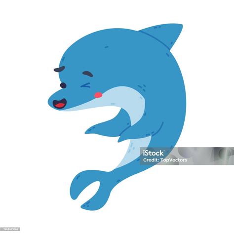 귀여운 돌고래가 눈을 깜빡인다 재미 있은 돌고래 캐릭터 만화 벡터 그림 개체 그룹에 대한 스톡 벡터 아트 및 기타 이미지 개체 그룹 귀여운 깊은 Istock