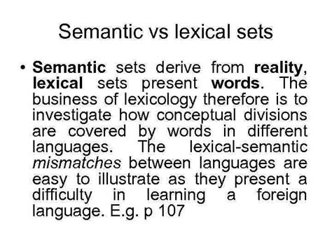 Lexical Semantics Types Of Meaning 1 The Concept