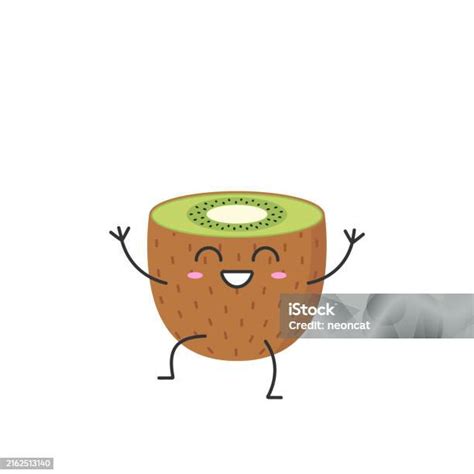 키위 과일 캐릭터 만화 인사말 웃는 얼굴 쾌활 한 Kawaii 기쁨 행복 감정 아이콘 벡터 일러스트 레이 션 0명에 대한 스톡 벡터 아트 및 기타 이미지 Istock