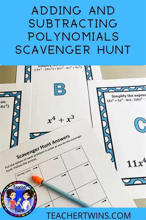 adding and subtracting polynomials scavenger hunt