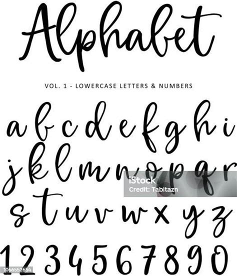 손으로 그린된 벡터 알파벳 글꼴입니다 격리 된 편지 고 번호 표식 또는 잉크와 함께 작성 브러시 스크립트입니다 컴퓨터 글자에 대한 스톡 벡터 아트 및 기타 이미지 Istock