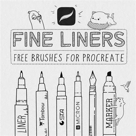 Free Fine Liner Brushes For Procreate 22 Brushes By Disyukov On