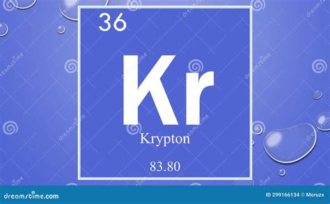 Krypton Chemical Element Symbol On Blue Bubble Background Stock