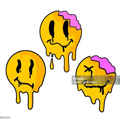 산성 미소 얼굴 격찬과 테크노의 환각적인 상징 재미있는 스티커 1990 1999 년에 대한 스톡 벡터 아트 및 기타 이미지 1990 1999 년 Lsd 가공의 인물