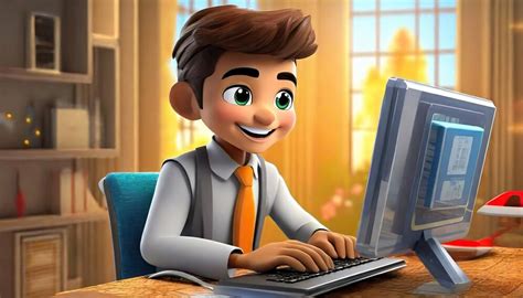 3d Rendering Of Cartoon Like Man Working On Computer Premium Ai Generated Image