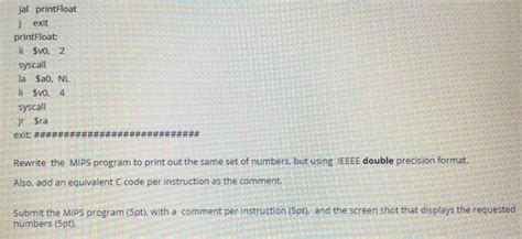 Solved The Following Mips Program Prints Out The Following