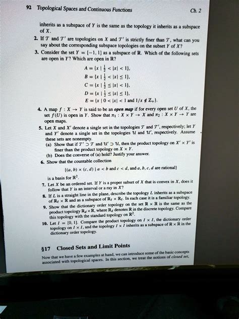 Solved Text Topological Spaces And Continuous Functions Ch The Topology It Inherits As A