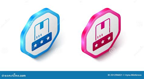 Isometric Consumer Or Customer Product Rating Icon Isolated On White Background Hexagon Button