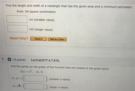 Solved Find The Length And Width Of A Rectangle That Has The Chegg Com