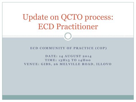 Update On QCTO Process ECD Practitioner