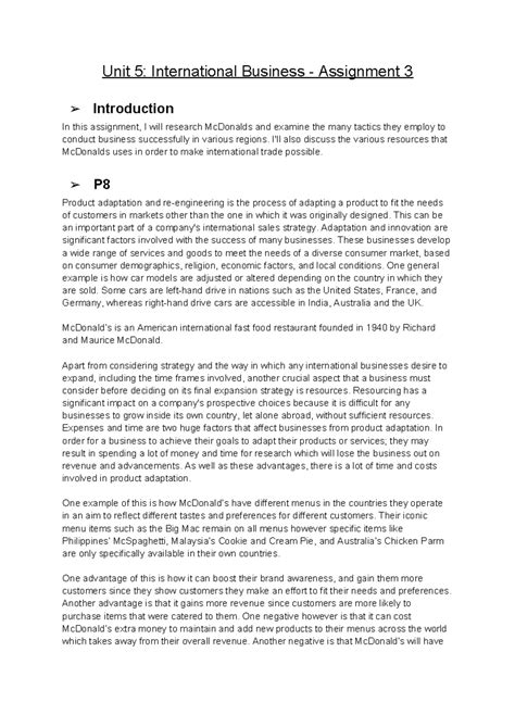 Unit 5 Assignment 3 Distinction Criteria Unit 5 International
