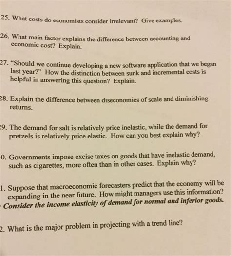 Solved 25 What Costs Do Economists Consider Irrelevant